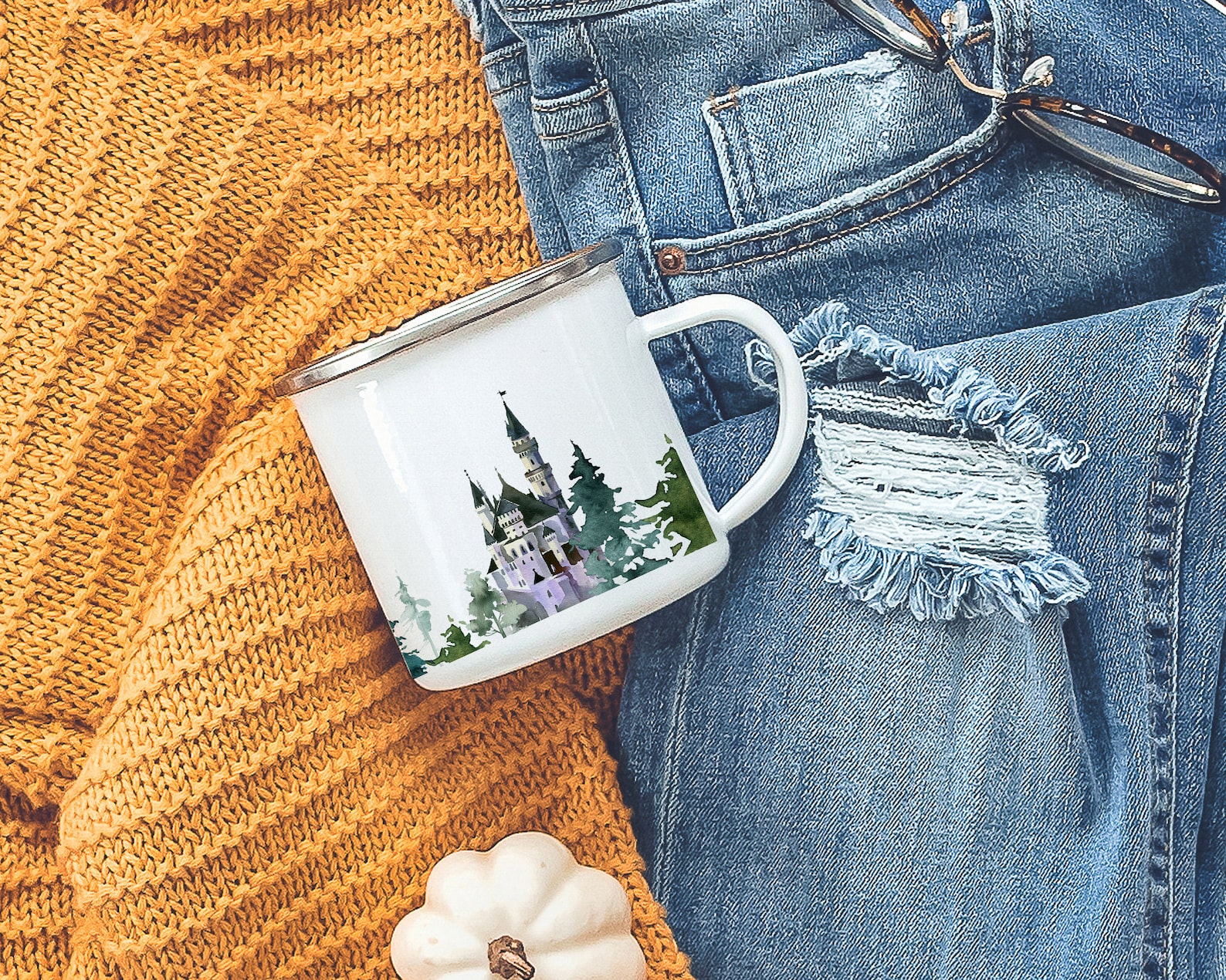 Magical Forest and Castle Mug Watercolor Fantasy Landscape - Etsy