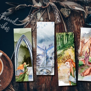 Elf Bridge Watercolor Bookmark, Blue Fantasy Reader Bookish Gift ...