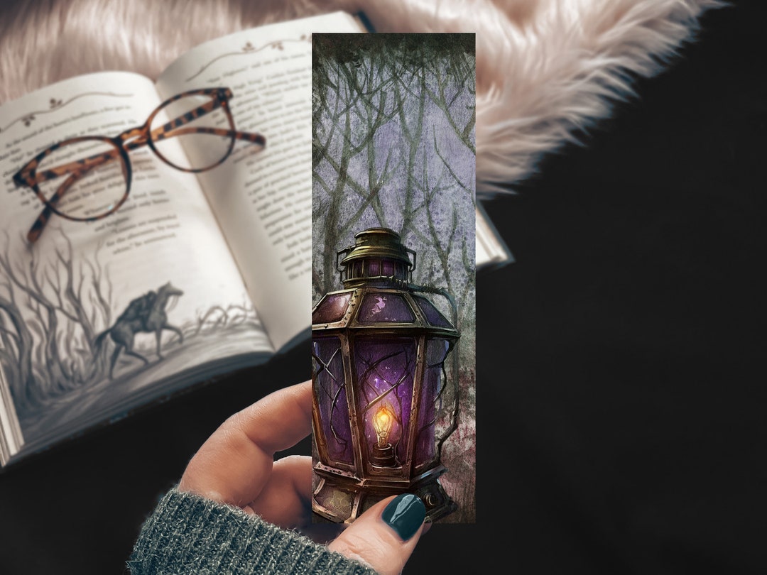 Spooky Lantern Watercolor Bookmark, Purple Haunted Halloween Fall ...