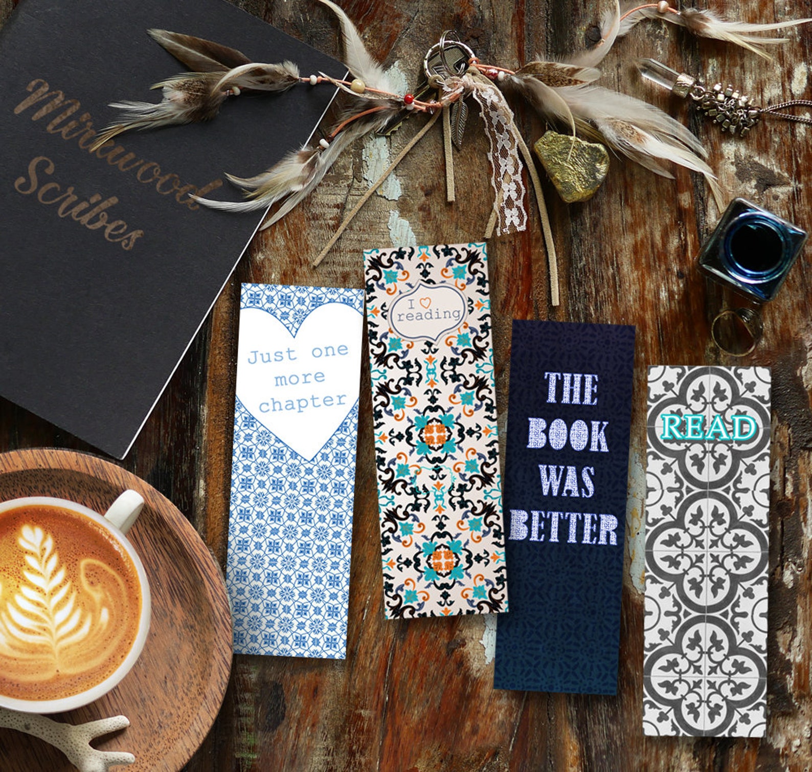 Mosaic Tile Inspired Bookmarks, Printable Geometric Bookmarks, Instant ...