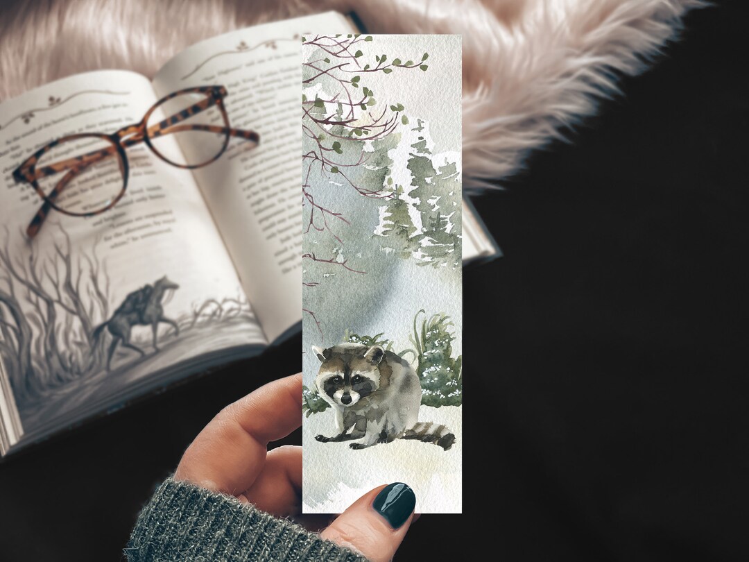 Woodland Raccoon Bookmark, Baby Raccoon Watercolor Handmade Bookmarks ...