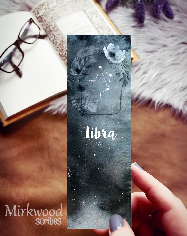 Libra Zodiac Bookmark, Night Sky Bookmark With Libra Constellation ...
