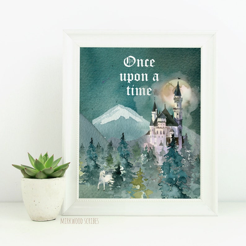 Once Upon A Time Printable Castle Wall Art Castle Unicorn | Etsy