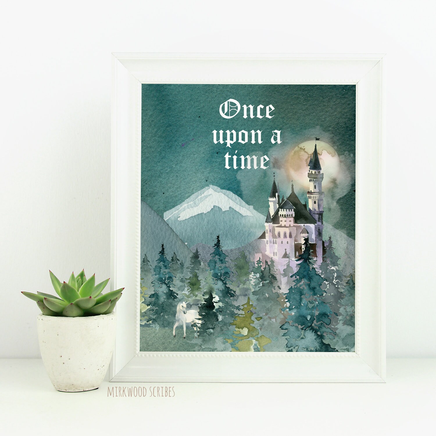 Once Upon A Time Printable Castle Wall Art Castle Unicorn | Etsy
