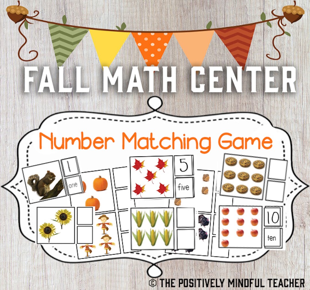 Fall Math Matching Game - Etsy