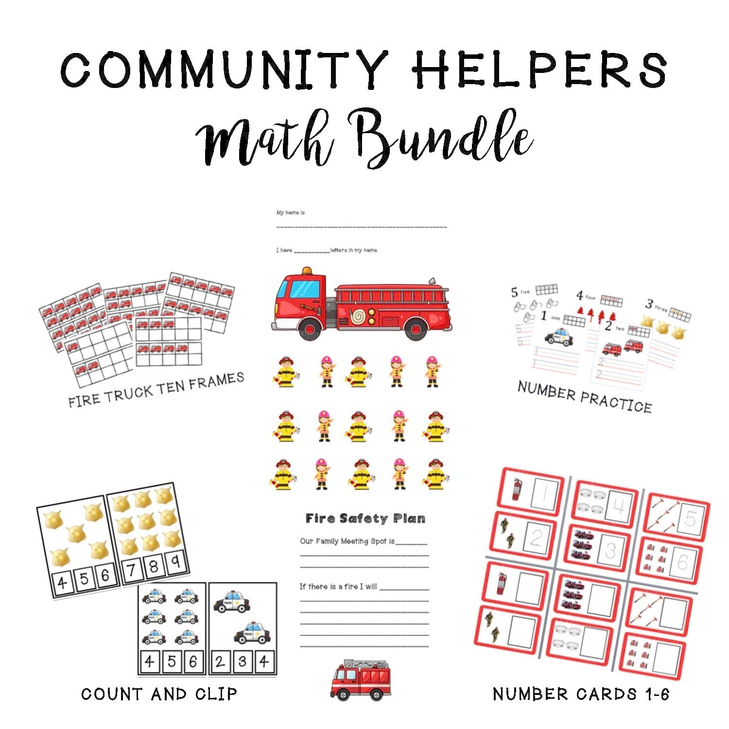 Community Helpers Math Activity Bundle {preschool/daycare/kindergarten ...