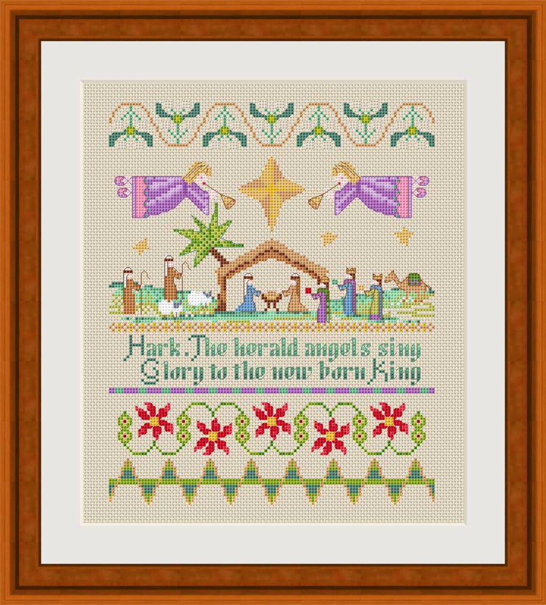 HARK THE HERALD Pdf Cross Stitch Chart / Pattern - Instant Download. - Etsy
