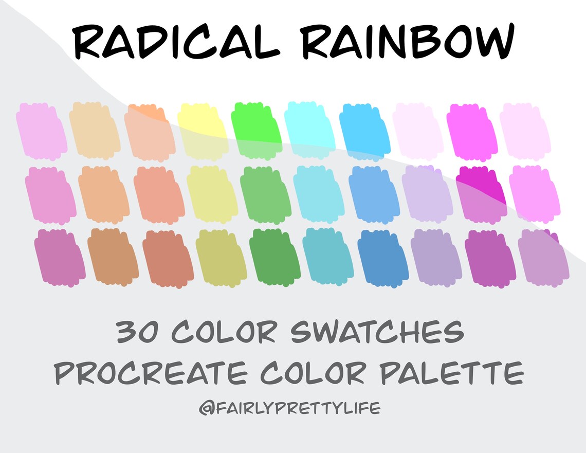Radical Rainbow Color Palette Procreate Color Swatches - Etsy