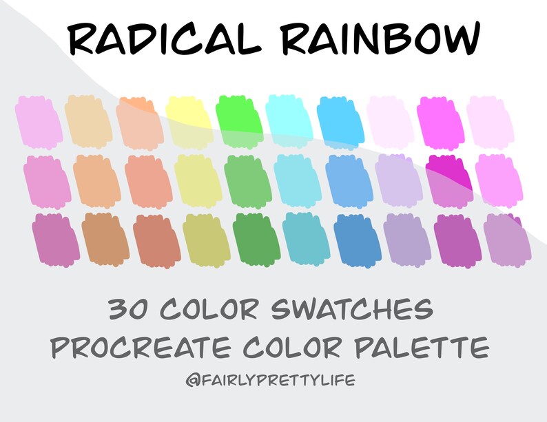Radical Rainbow Color Palette Procreate Color Swatches - Etsy