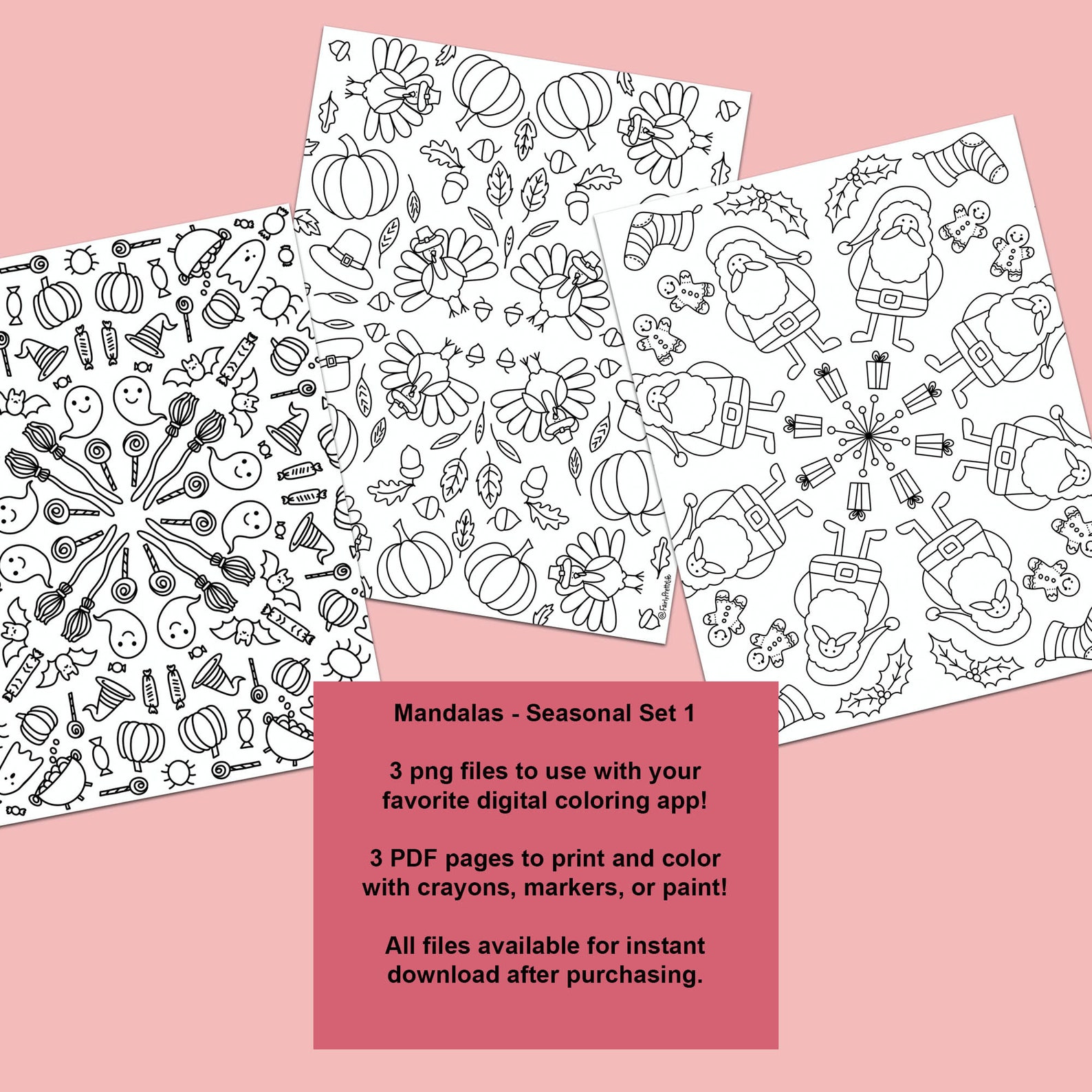 Mandala Seasonal Coloring Pages | Print & Color | Digital Coloring ...