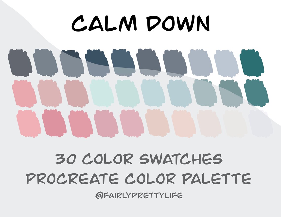 Calm Down Color Palette | Procreate Color Palette | Color Swatch - Etsy