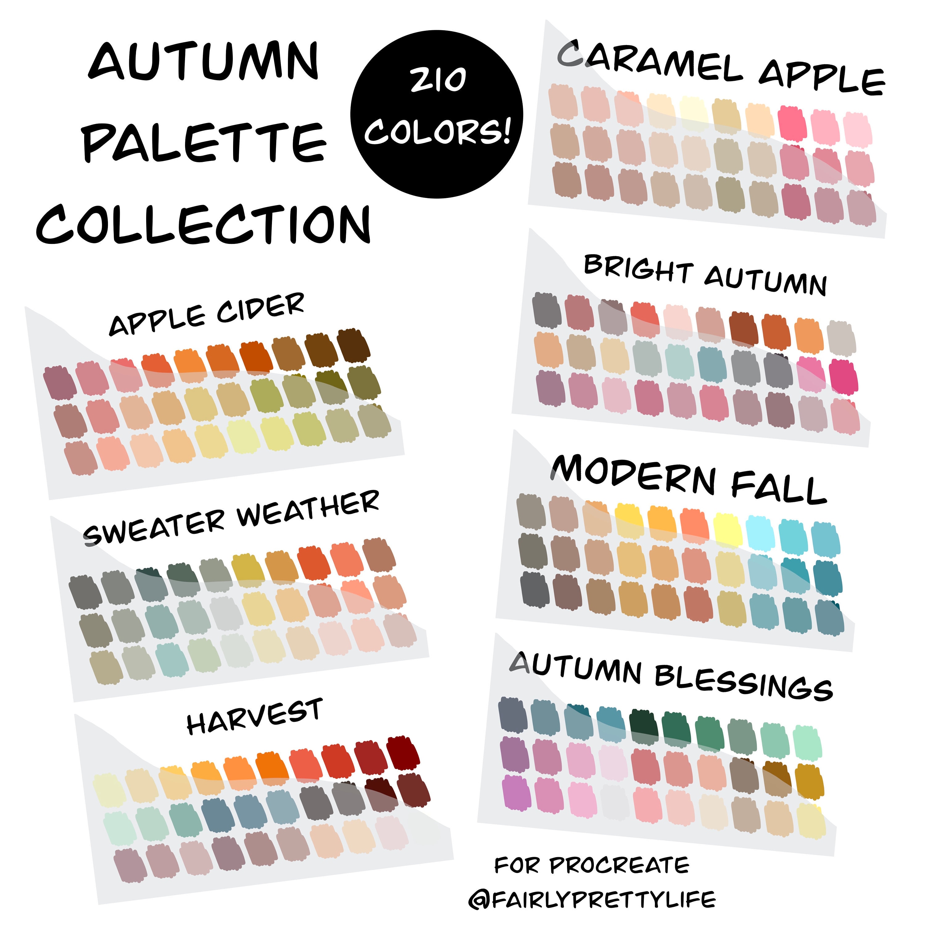 Autumn Collection of Procreate Palettes | Procreate Color Swatch Bundle ...