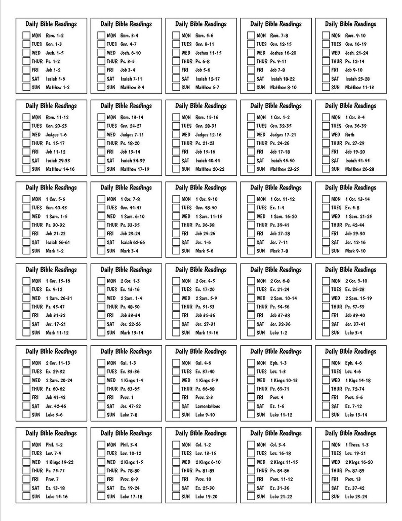 Printable Bible Reading Plan Bible By Section In One Year Etsy Printable Bible Reading Plan Bible By Section In One Year Etsy