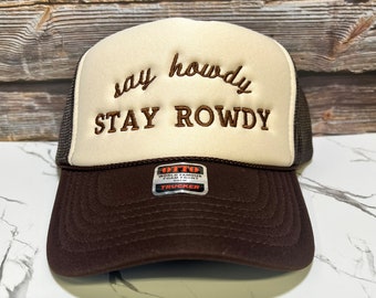 Navy Say Howdy, Stay Rowdy Trucker Hat, Party Hat, Bachelorette Hat ...