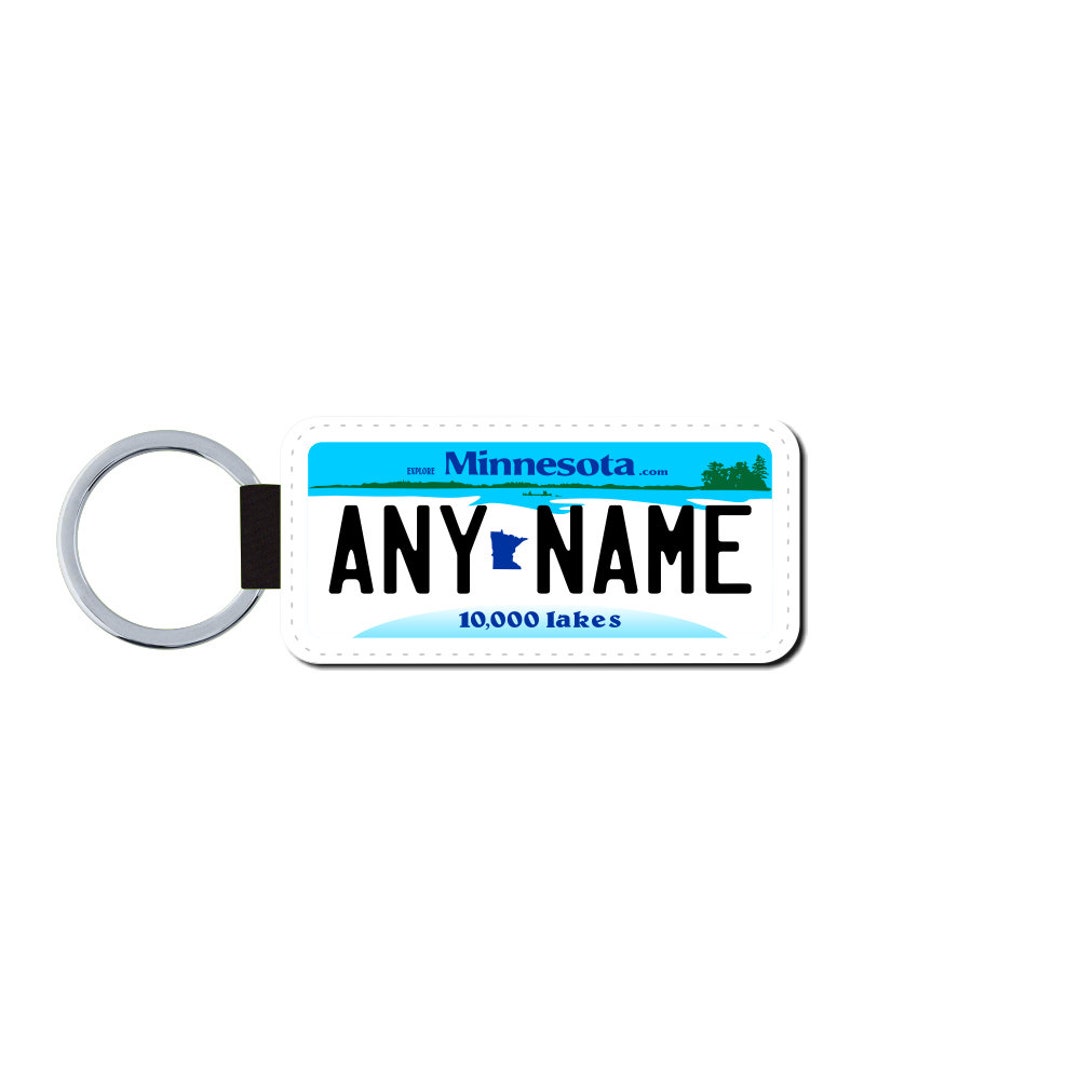 Personalized MINNESOTA License Plate Faux Leather Key Ring - Any Name ...