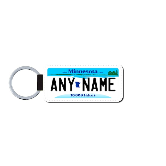 Personalized MINNESOTA License Plate Faux Leather Key Ring | Etsy