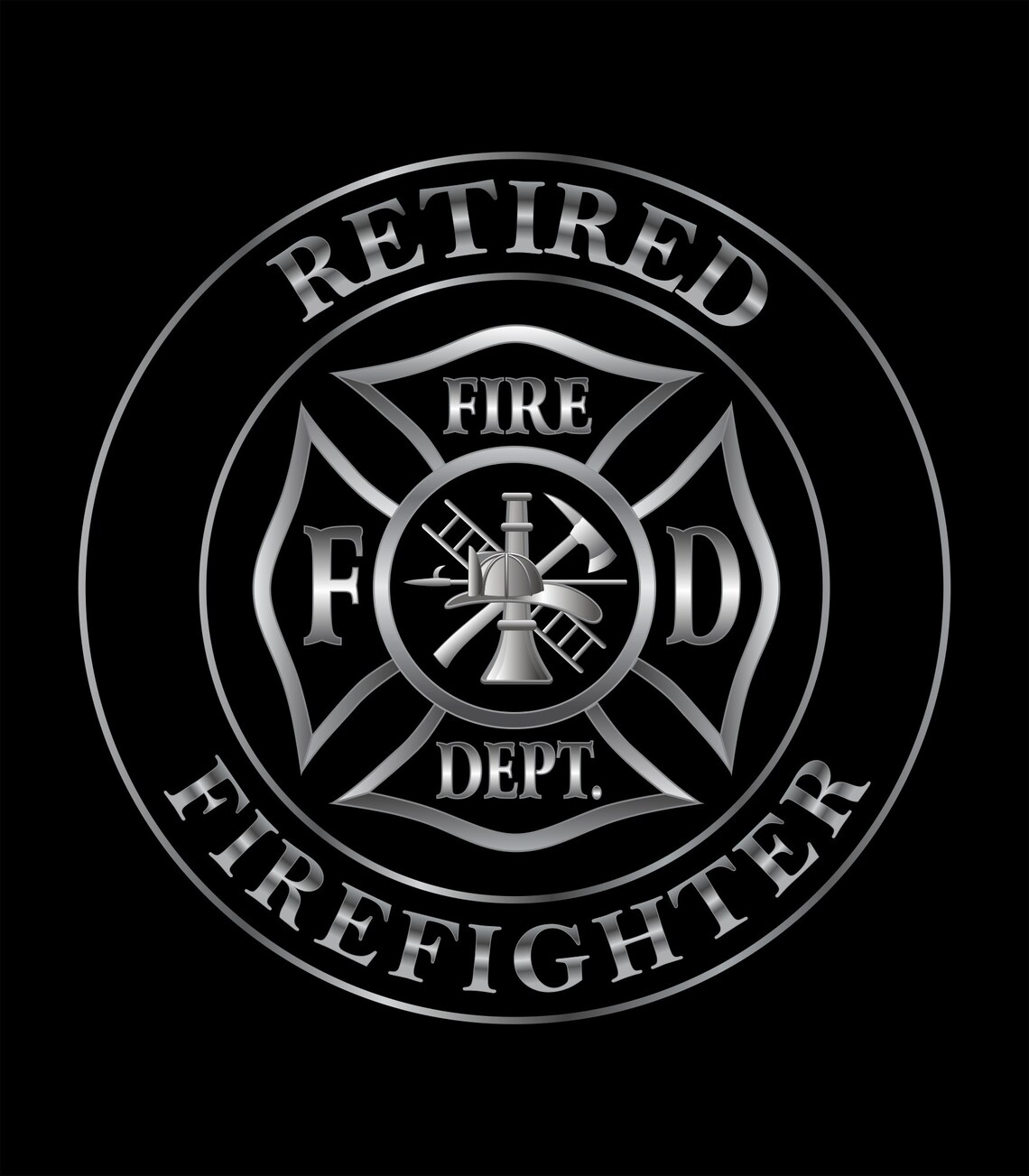 Black Retired Firefighter T-shirt - Free Shipping - Front Print Only - Etsy