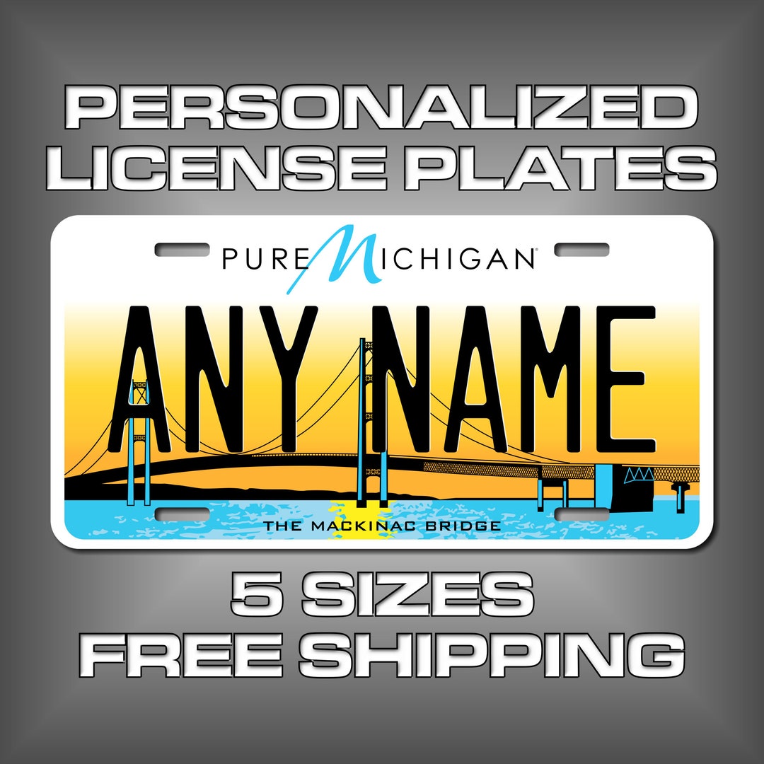 Personalized Michigan Souvenir License Plates - 5 Sizes for Toy Cars ...