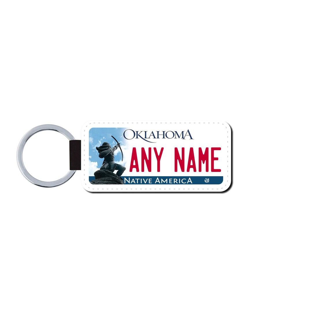 Personalized Oklahoma License Plate Keychain – Faux Leather Key Ring - Etsy