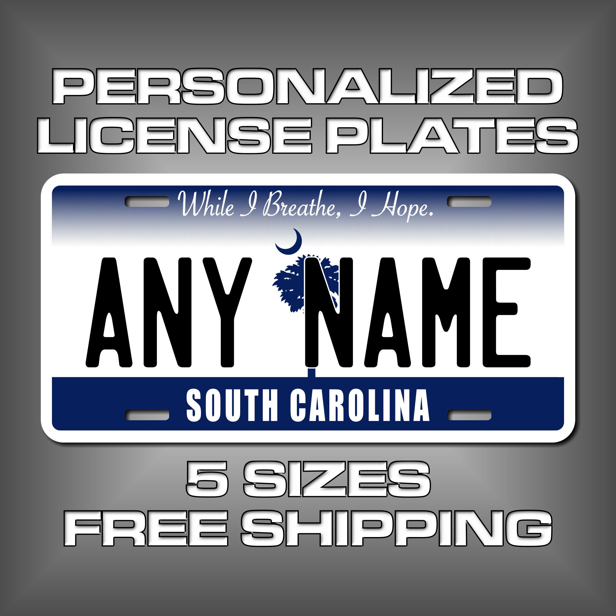 Personalized South Carolina Novelty License Plates 5 Sizes | Etsy