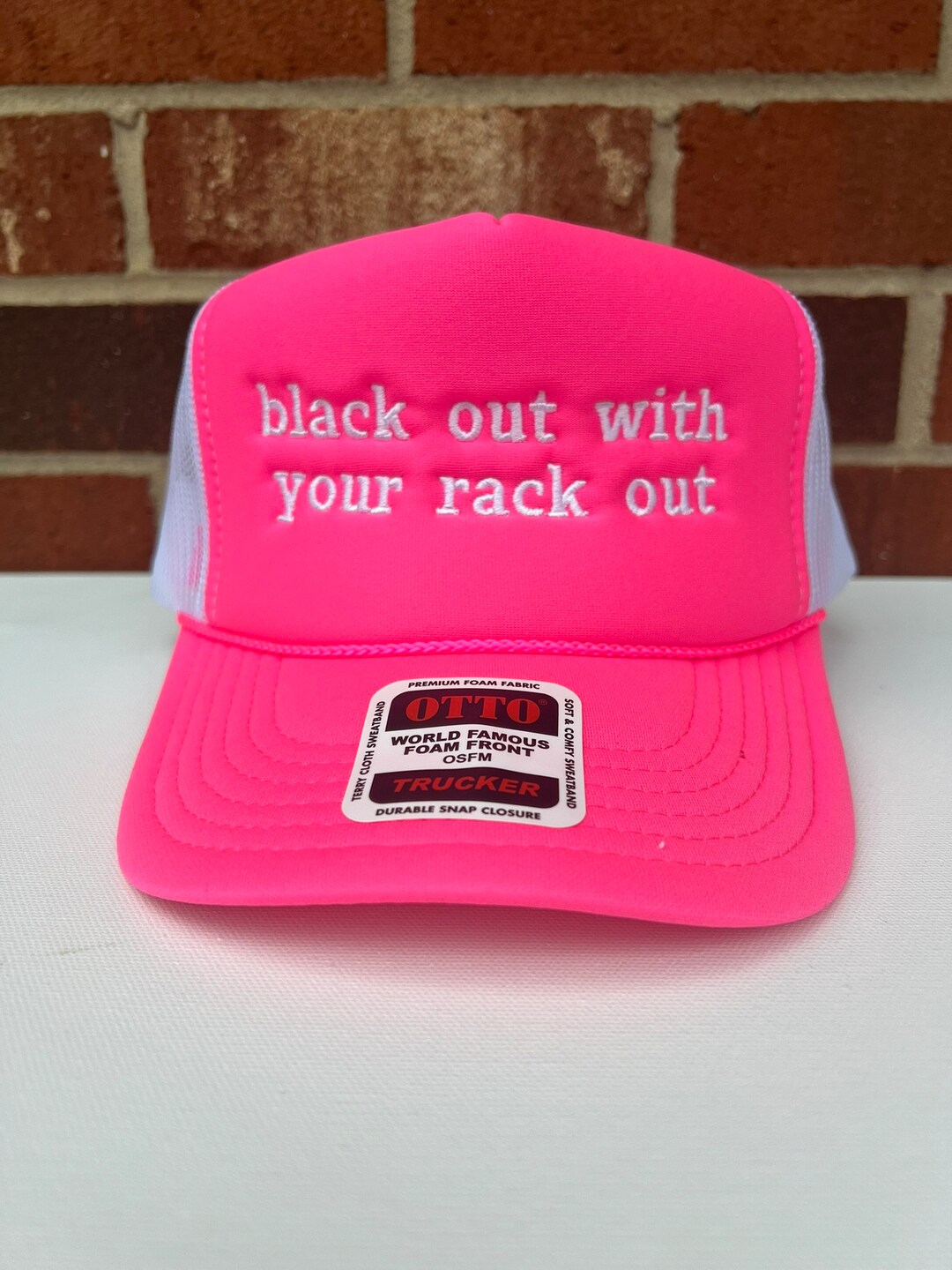 Black Out With Your Rack Out Embroidered Retro Trucker Hat - Etsy