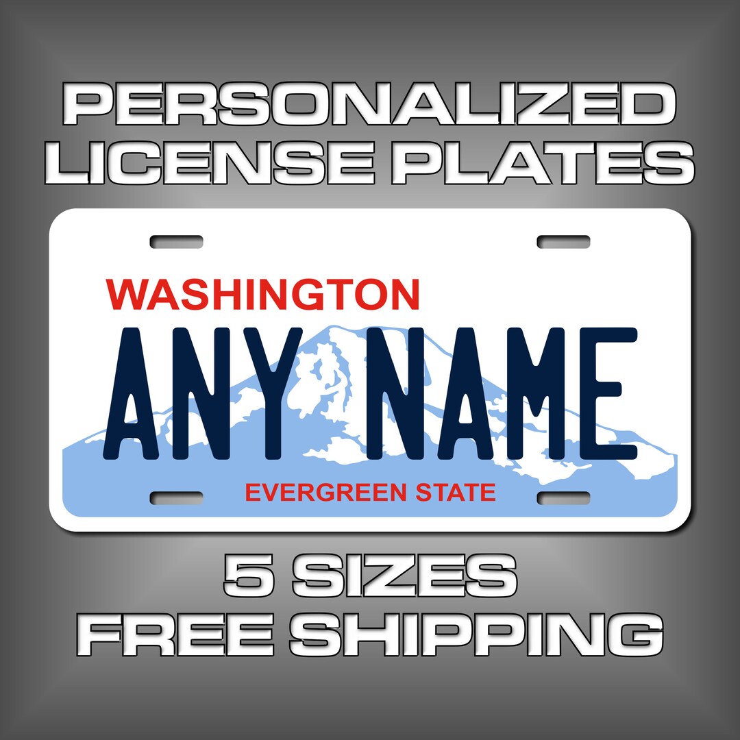 Personalized Washington Souvenir License Plates - 5 Sizes for Toy Cars ...