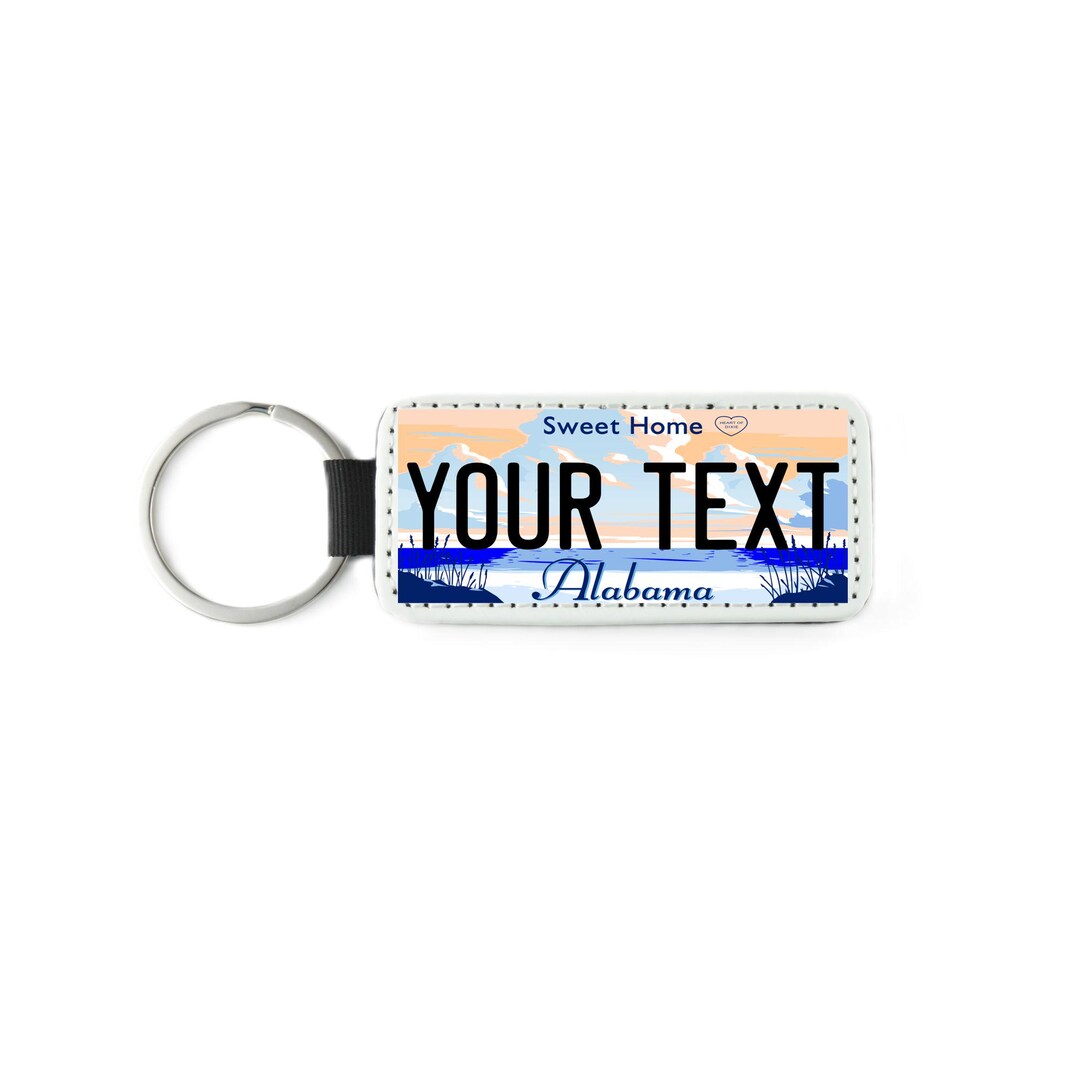 Personalized Alabama License Plate Faux Leather Key Ring - Any Name ...