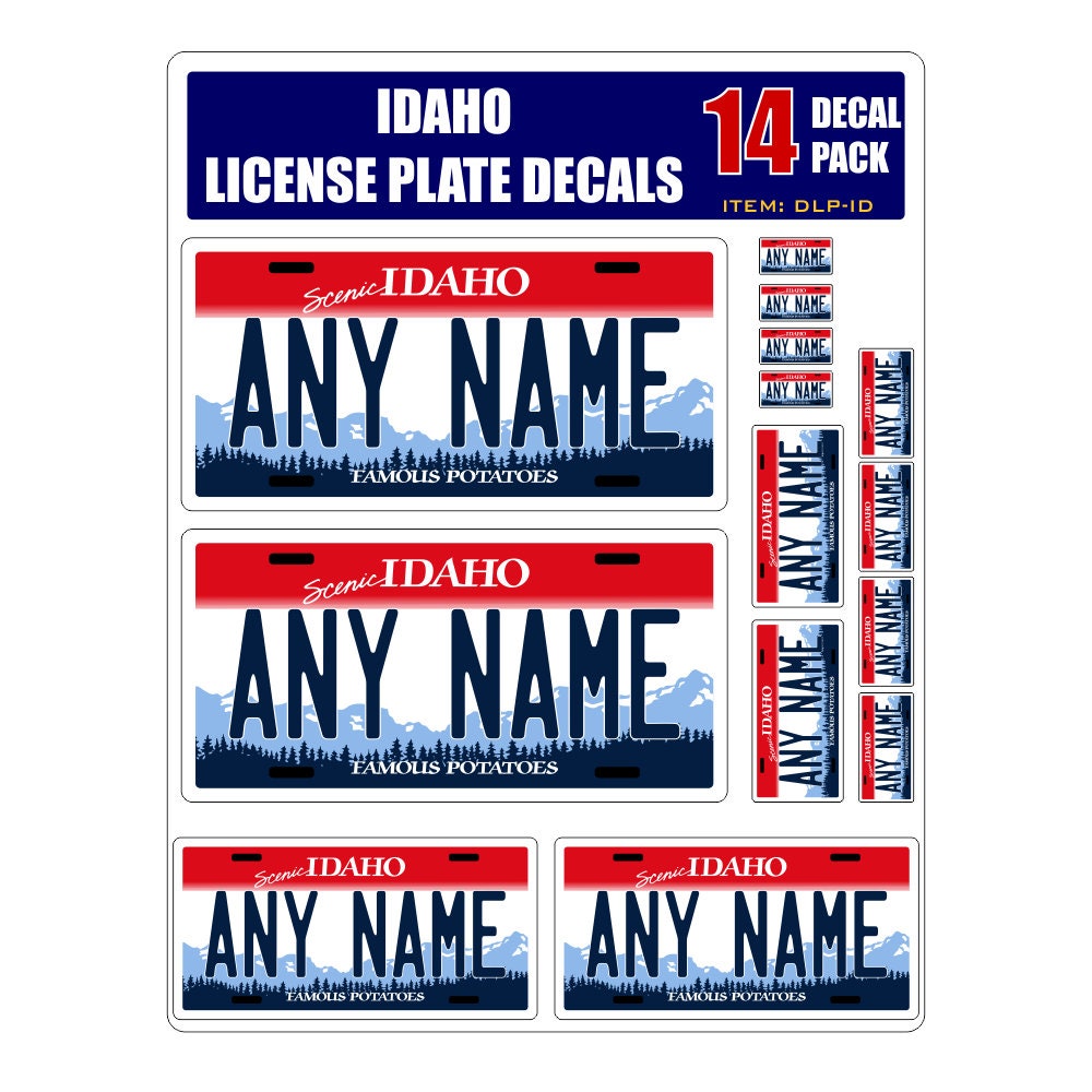 Personalized Idaho License Plate Decals Stickers Version 1 - Etsy New ...