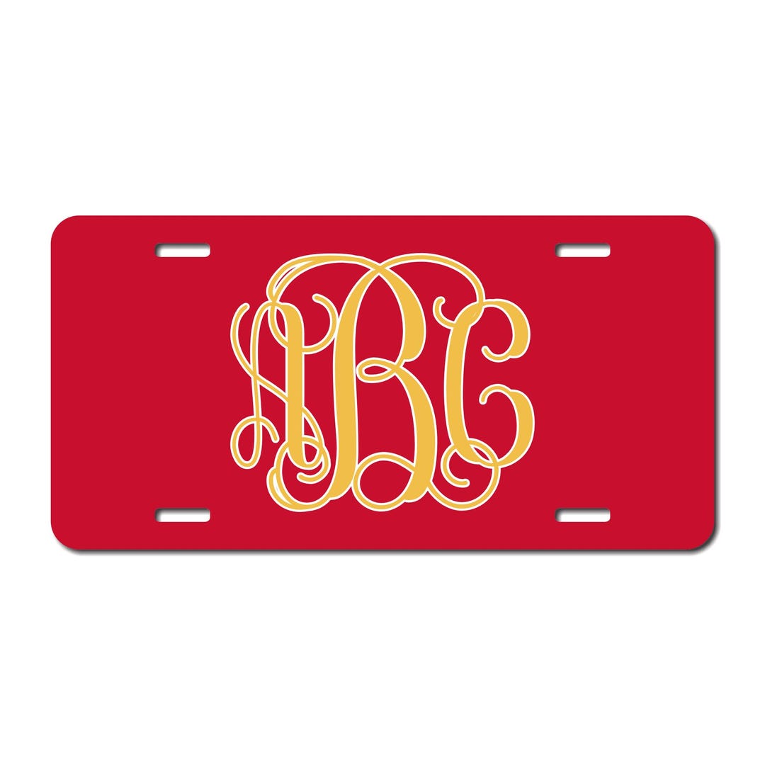 Vine Font Monogram License Plates or Keychain - Iowa State Team Colors ...