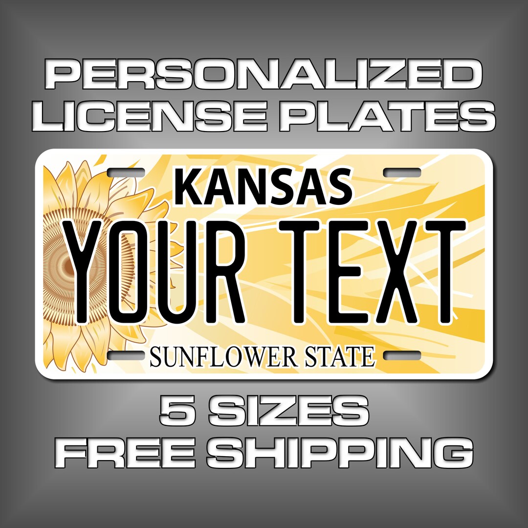 Personalized Kansas Sunflower State Souvenir License Plate - 5 Sizes ...