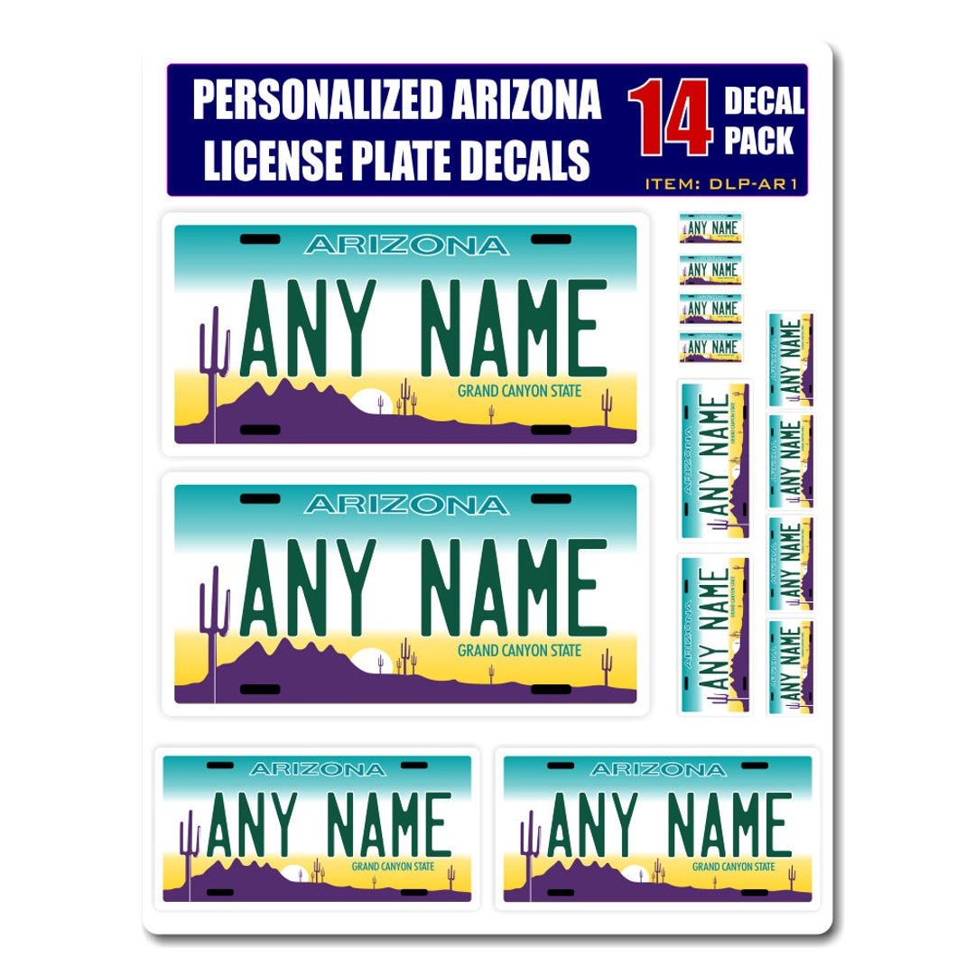 Personalized Arizona License Plate Decals - Stickers Version 1 ( Sheet ...