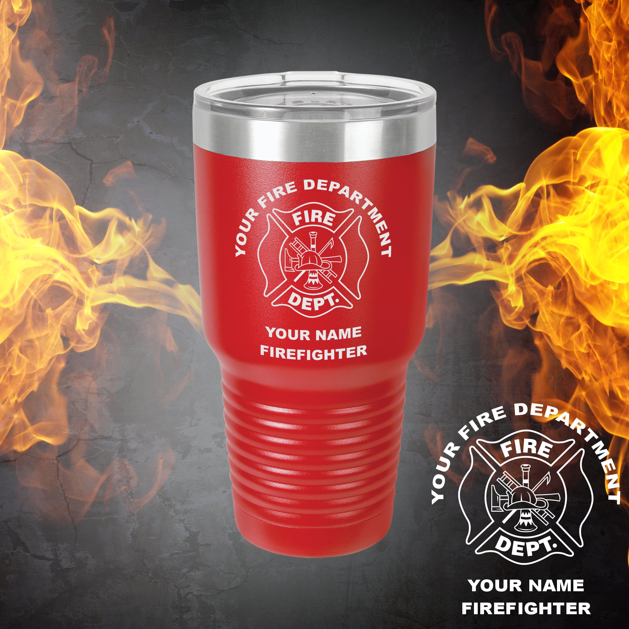 Fire Department Laser Engraved Insulated 30 oz Tumbler Cup | Etsy