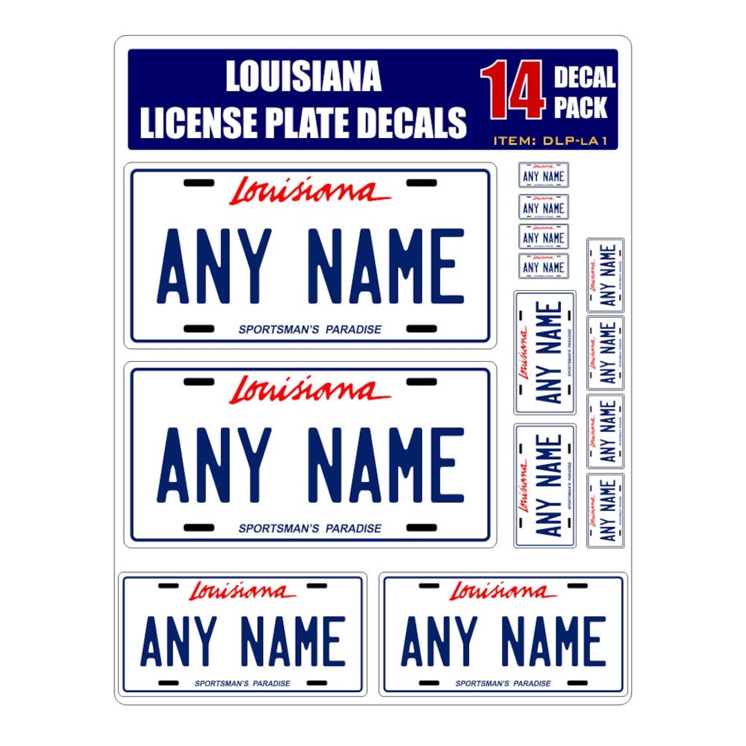 Personalized Louisiana License Plate Decals - Stickers Version 1 ...