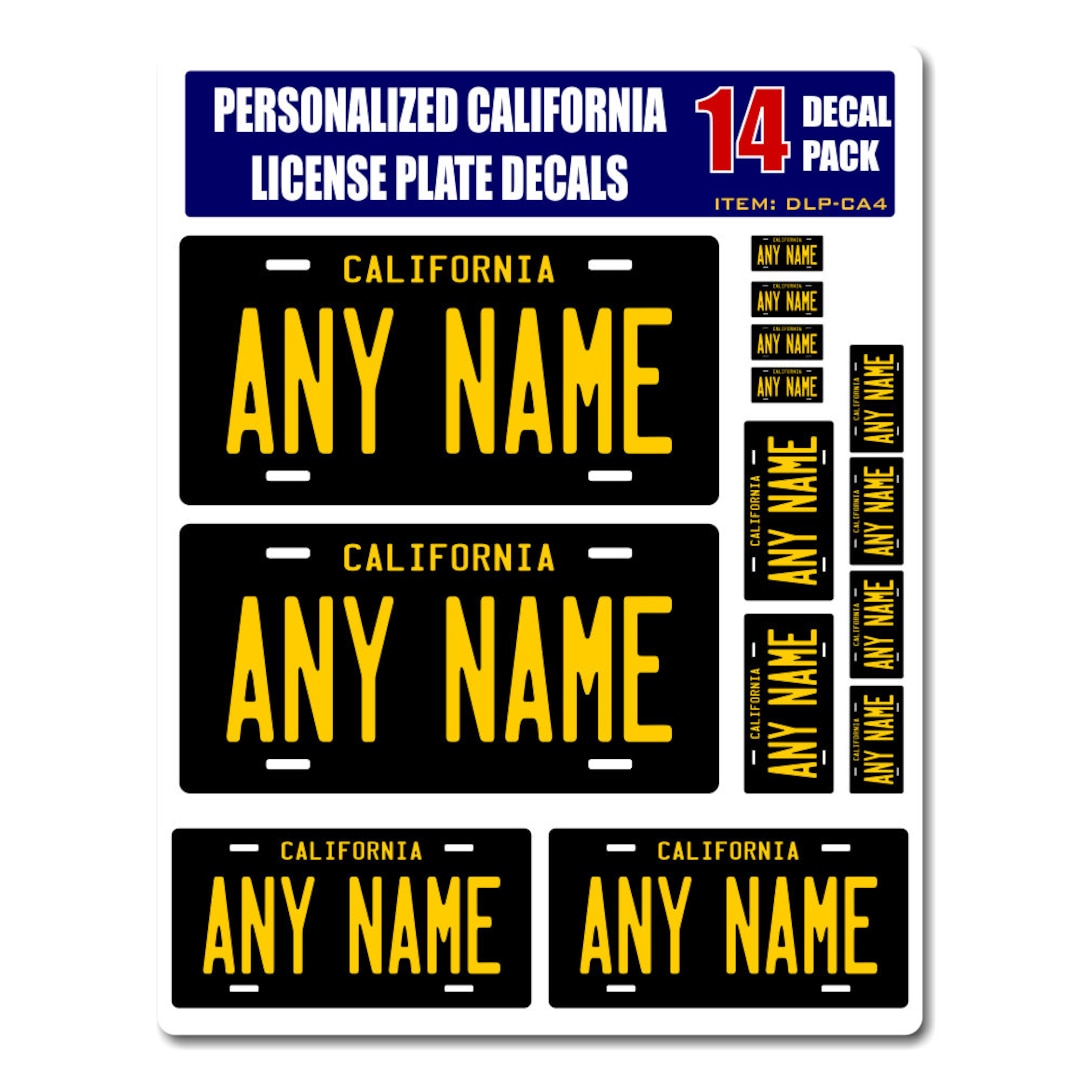 Personalized California License Plate Decals - Stickers Version 4 ...