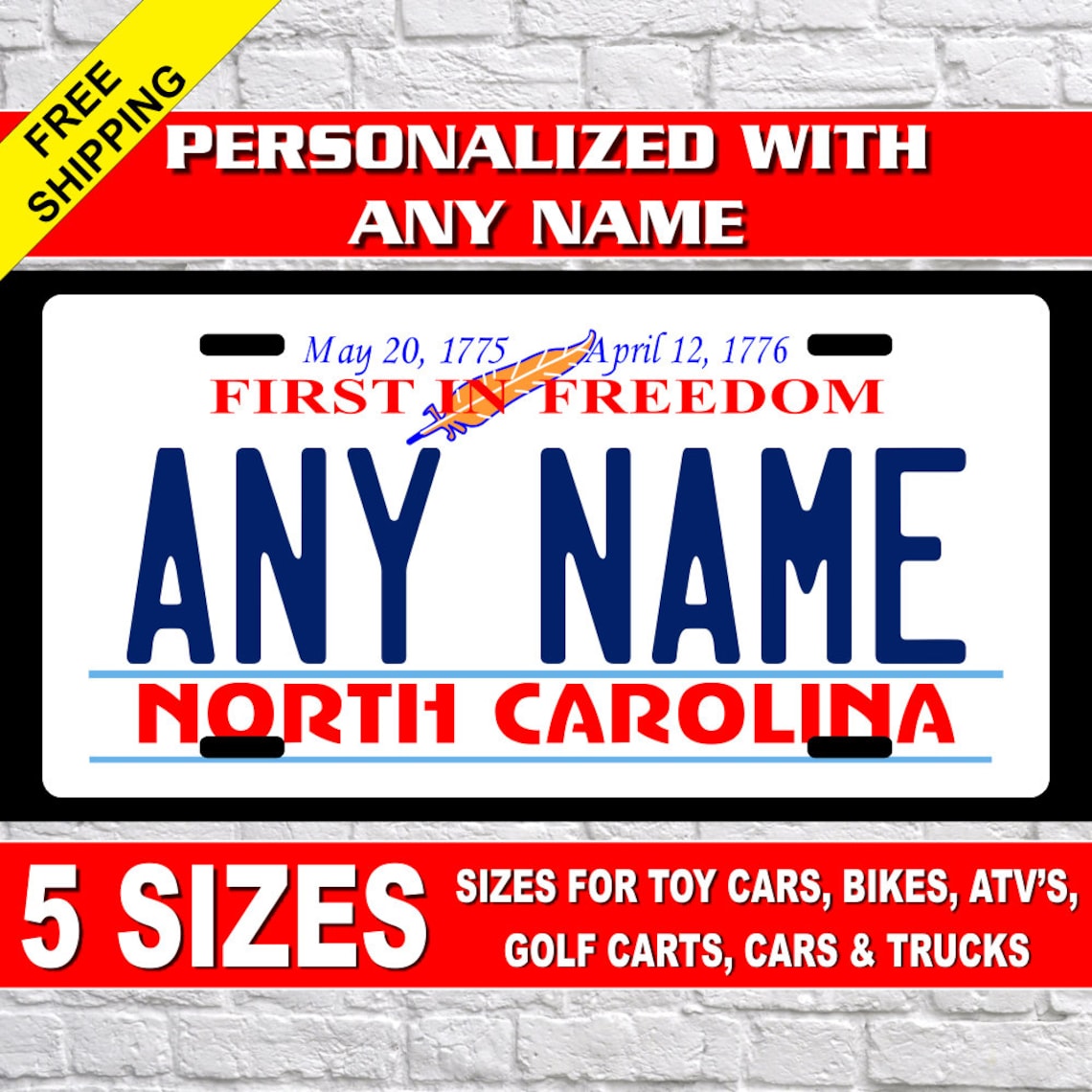 Personalized North Carolina Novelty License Plates 5 Sizes | Etsy