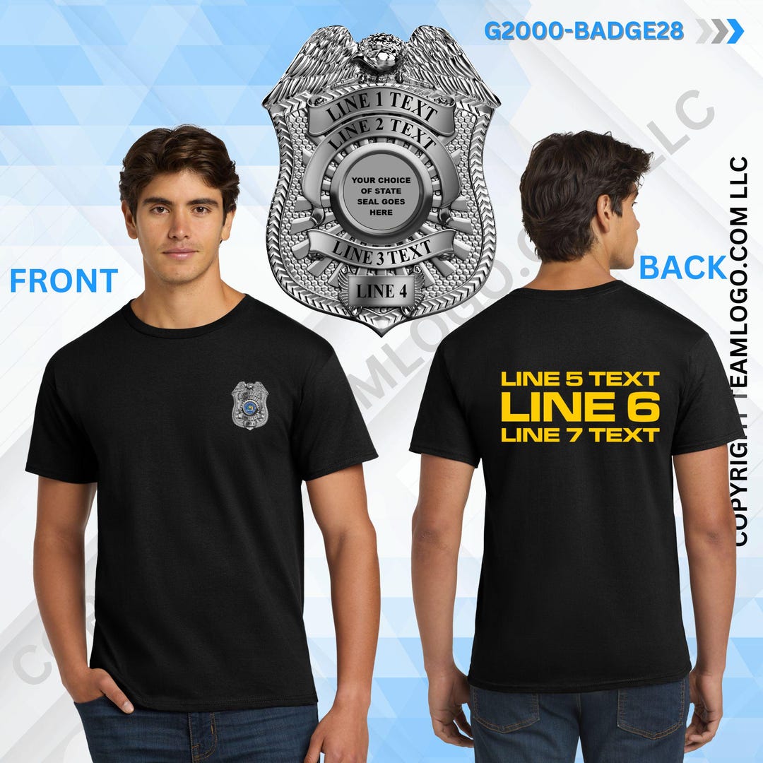 Law Enforcement Badge Raid T-shirt - Printed on Both Sides - Made to ...
