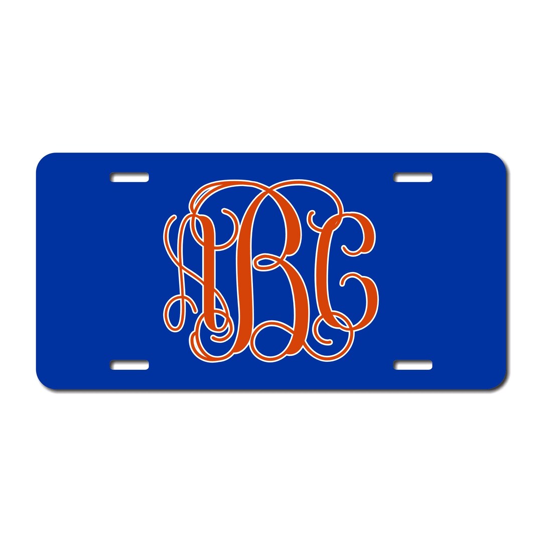 Vine Font Monogram License Plates or Keychain - Boise State Colors ...
