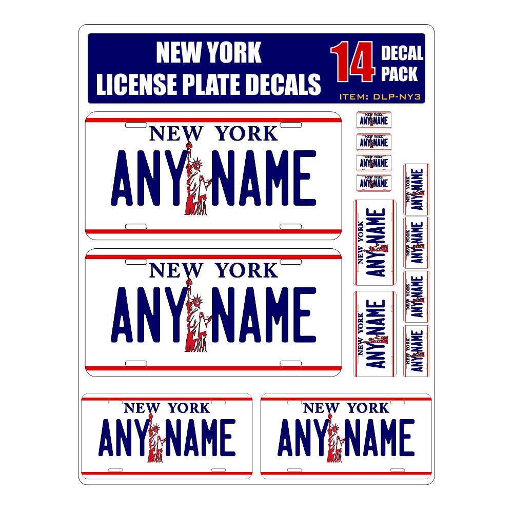 Paper Personalized New York License Plate Decals Sheet of 14 Stickers ...