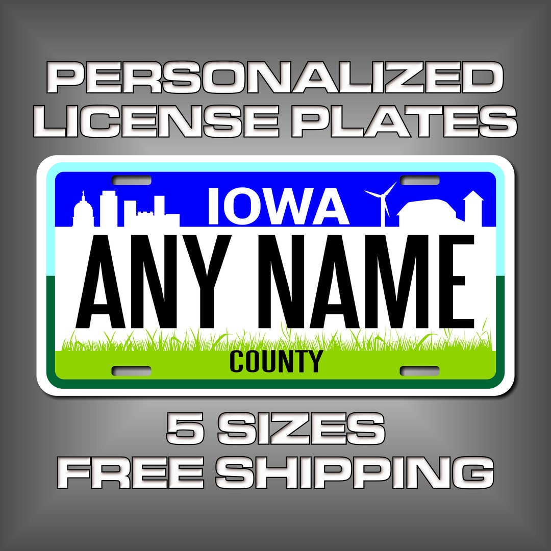 Personalized Iowa Souvenir License Plates - 5 Sizes for Toy Cars ...