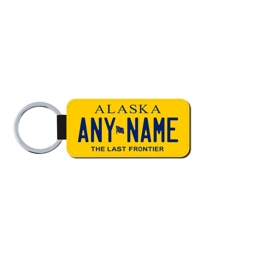 Personalized Alaska License Plate Faux Leather Key Ring - Any Name ...