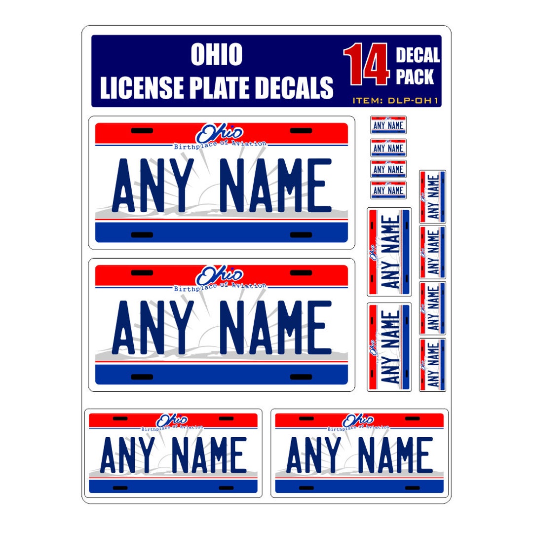 Personalized Ohio License Plate Decals - Stickers Version 1 ( Sheet of ...