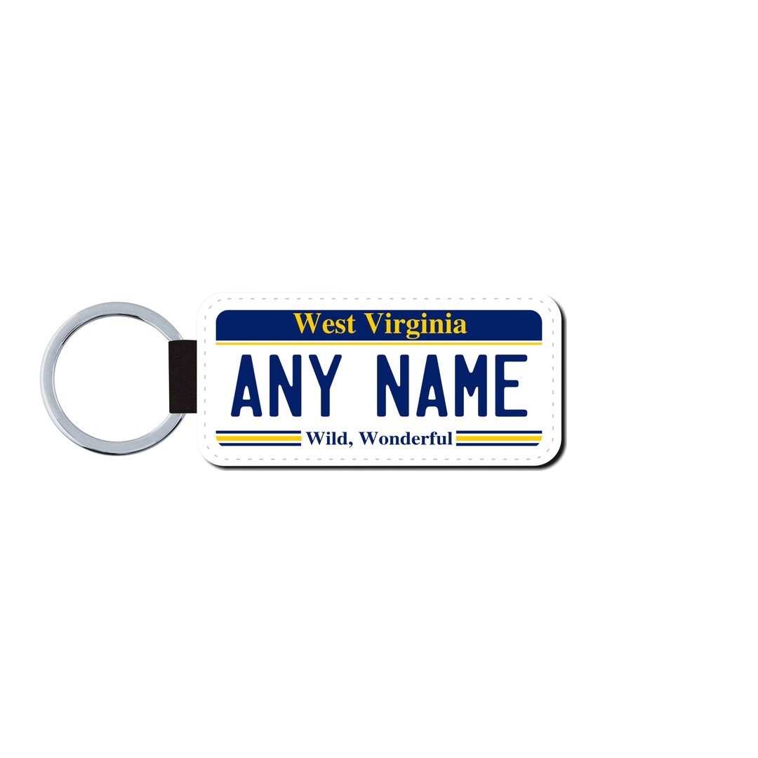 Personalized WEST VIRGINIA License Plate Faux Leather Key Ring - Any ...