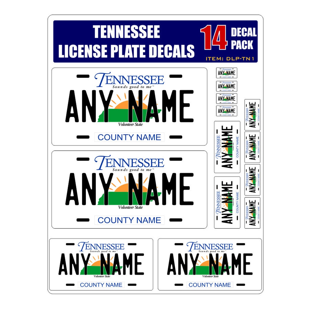Personalized Tennessee License Plate Decals - Stickers Version 1 ...
