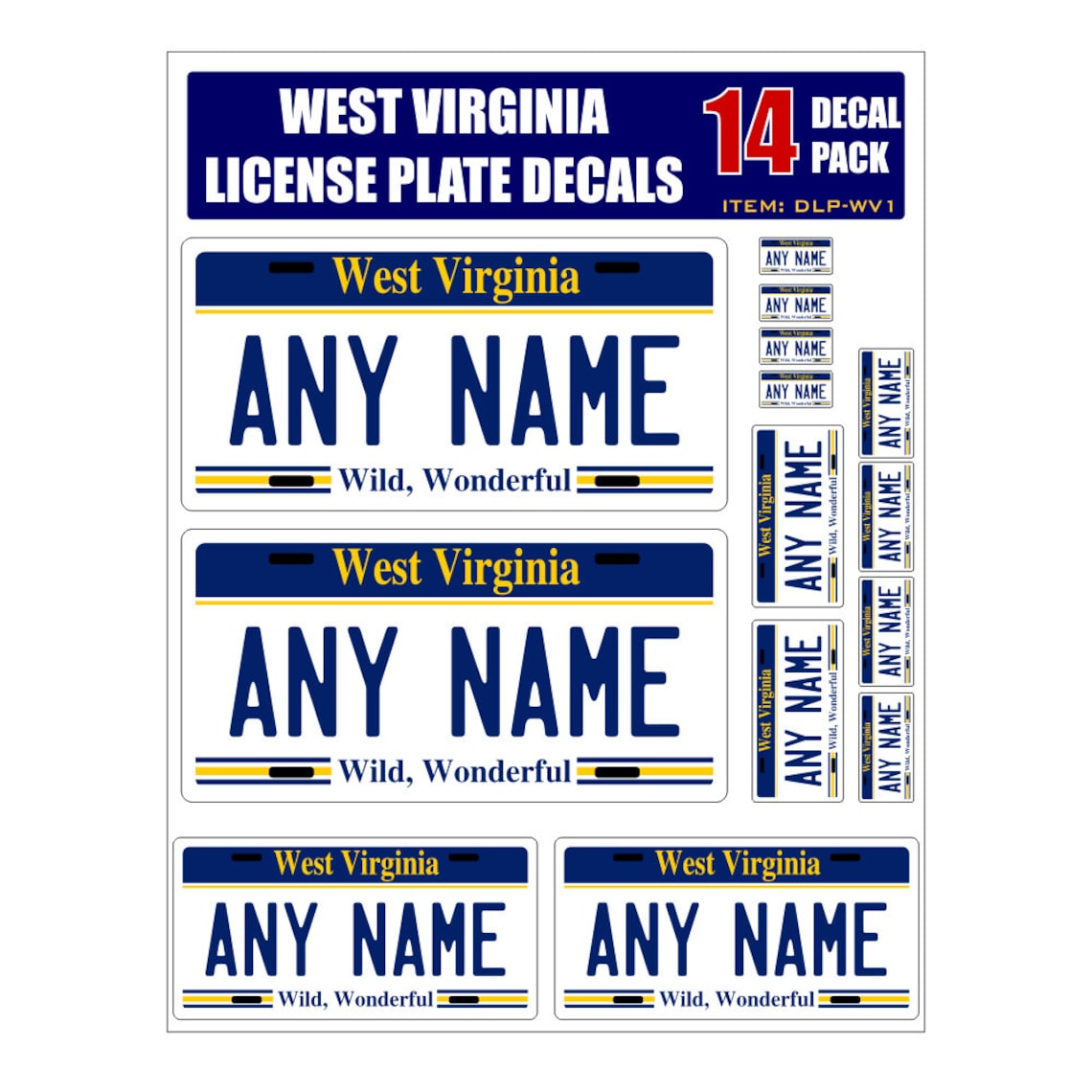 Personalized West Virginia License Plate Decals Stickers - Etsy