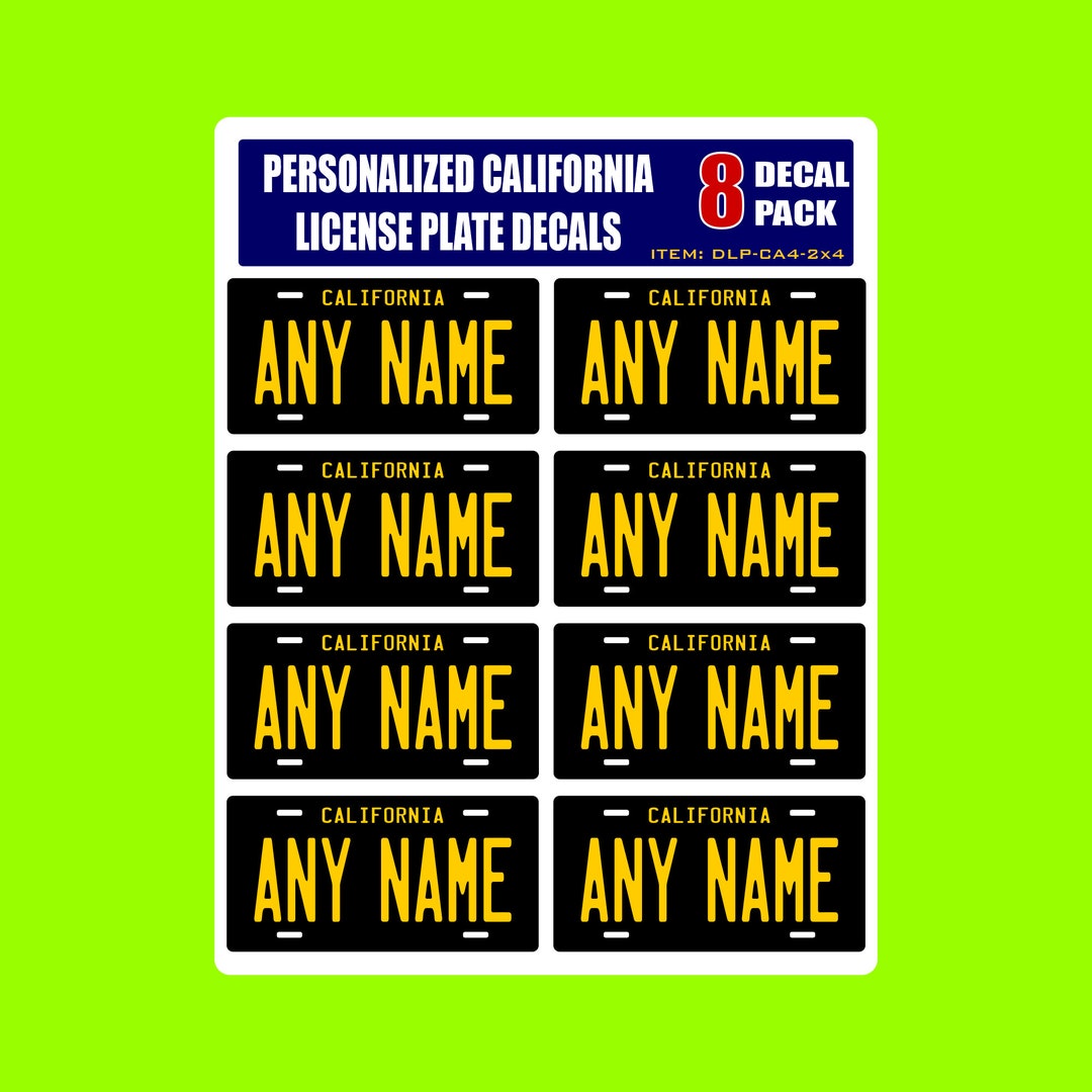 Personalized California License Plate Decals - Stickers Version 4 ...