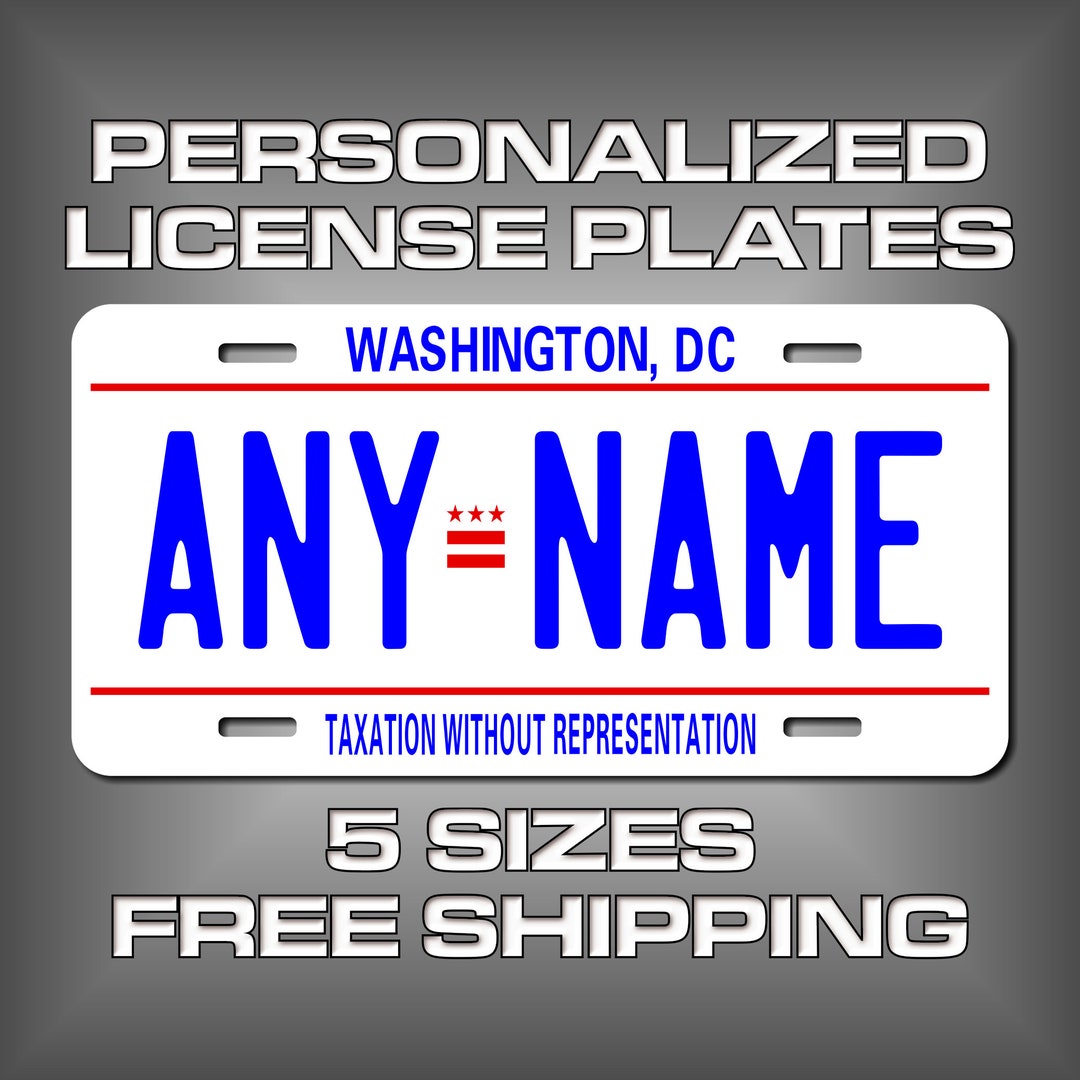 Personalized Washington D.C. Souvenir License Plates - 5 Sizes for Toy ...