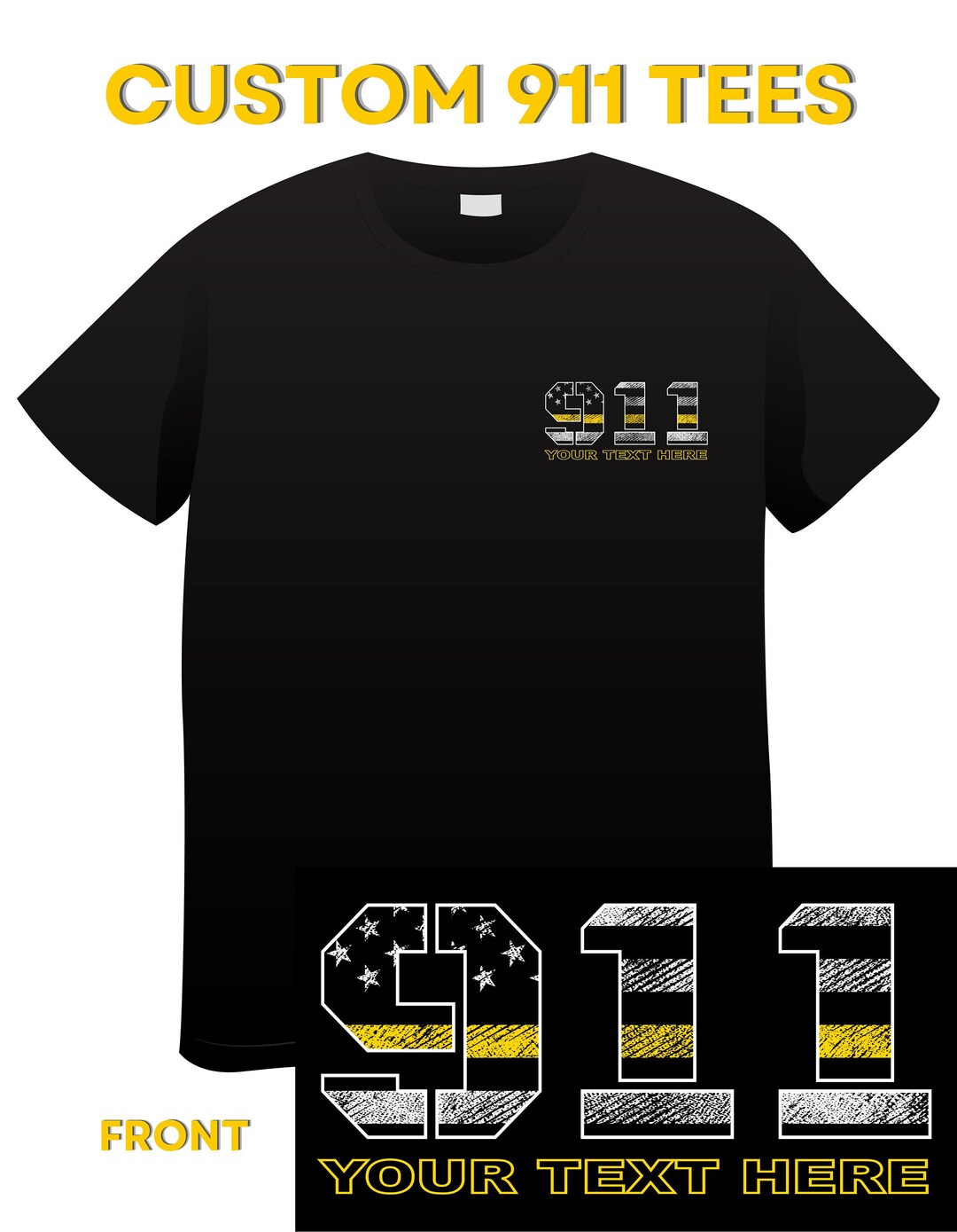 Personalized 911 Dispatcher Distressed T-shirt - Your Text - Made to ...