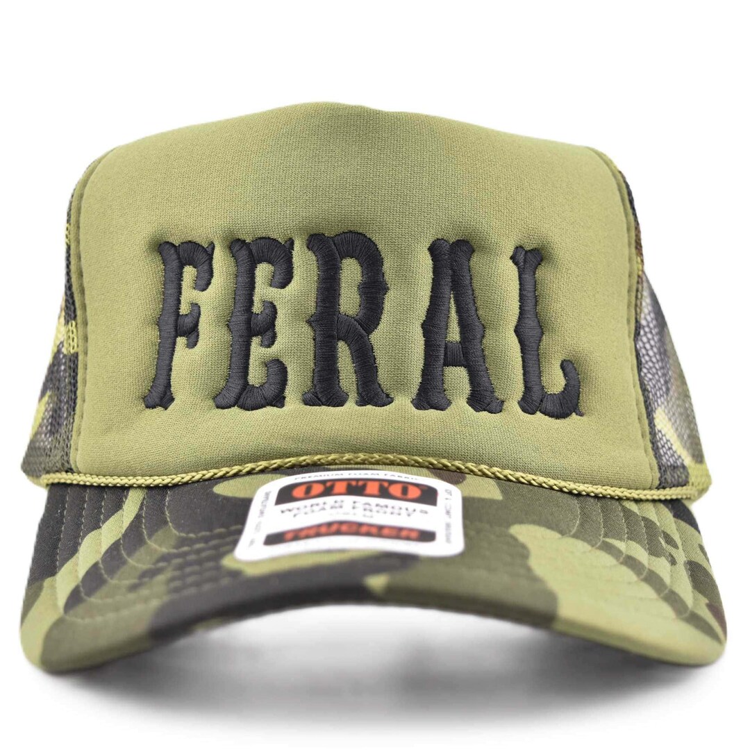 Feral Embroidered Trucker Hat | Stylish Outdoor Cap | Adjustable ...