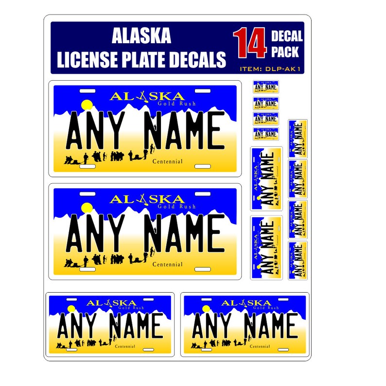 Personalized Alaska License Plate Decals Stickers Version 1 - Etsy