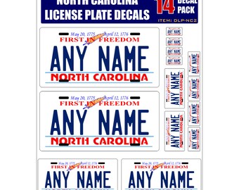 Personalized North Carolina License Plate Decals Stickers Version 1 ...